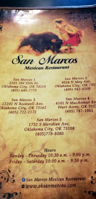 San Marcos Mexican Restaurant – Oklahoma City – Menu – Oklahoma Menu
